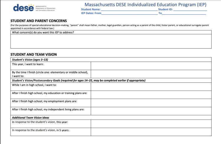Transition 101 #6: The New Massachusetts IEP Form: Transition Planning ...